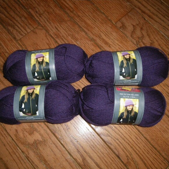 Office | 4 Skeins I Love This Wool Yarn Color Deep Purple 219 Yds Ea ...